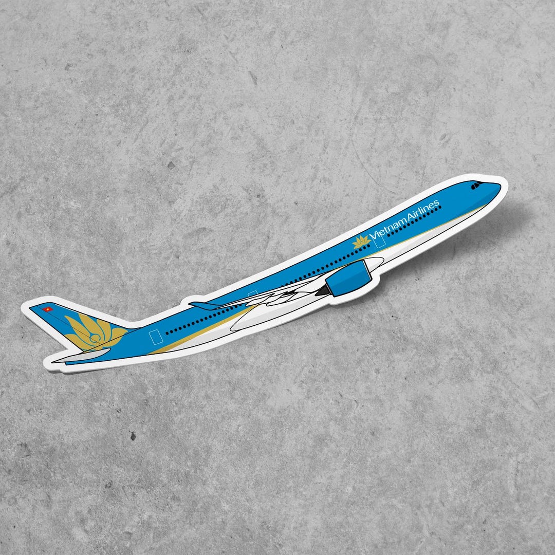 Airbus A350 Sticker, Vietnam Airlines Sticker, Plane Decal Minimalistic ...
