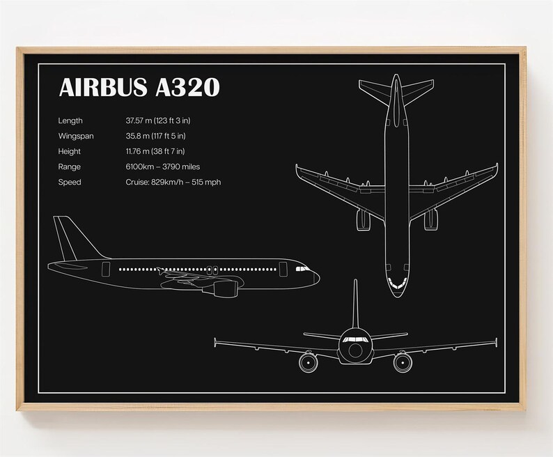 Airbus A320 Poster, Airbus A320 Print Custom Airplane [UNFRAMED] - Etsy