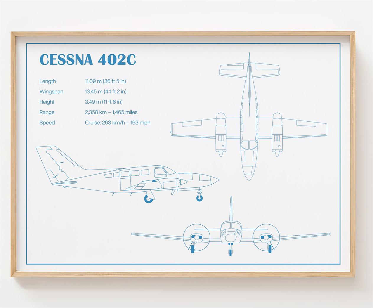Cessna 402C Poster, Cessna 402C Print Custom Airplane [UNFRAMED] - Etsy
