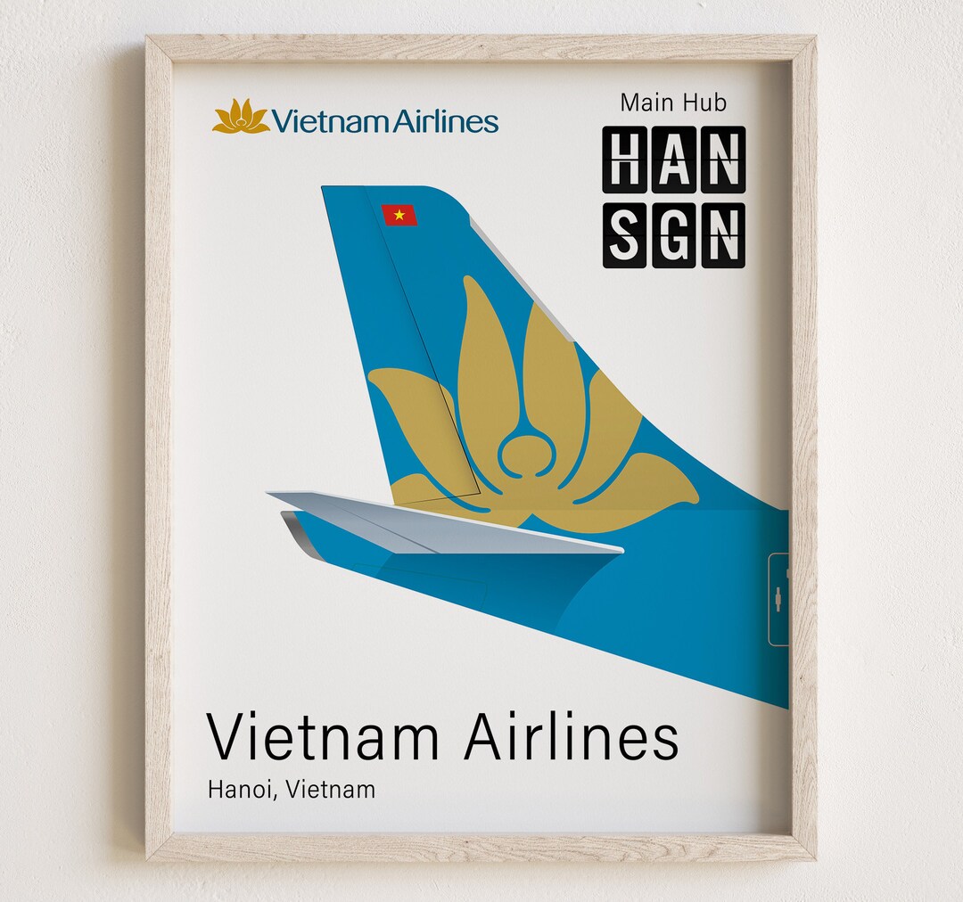 Vietnam Airlines Poster, Vietnam Airlines Print Tailplane Minimalistic ...