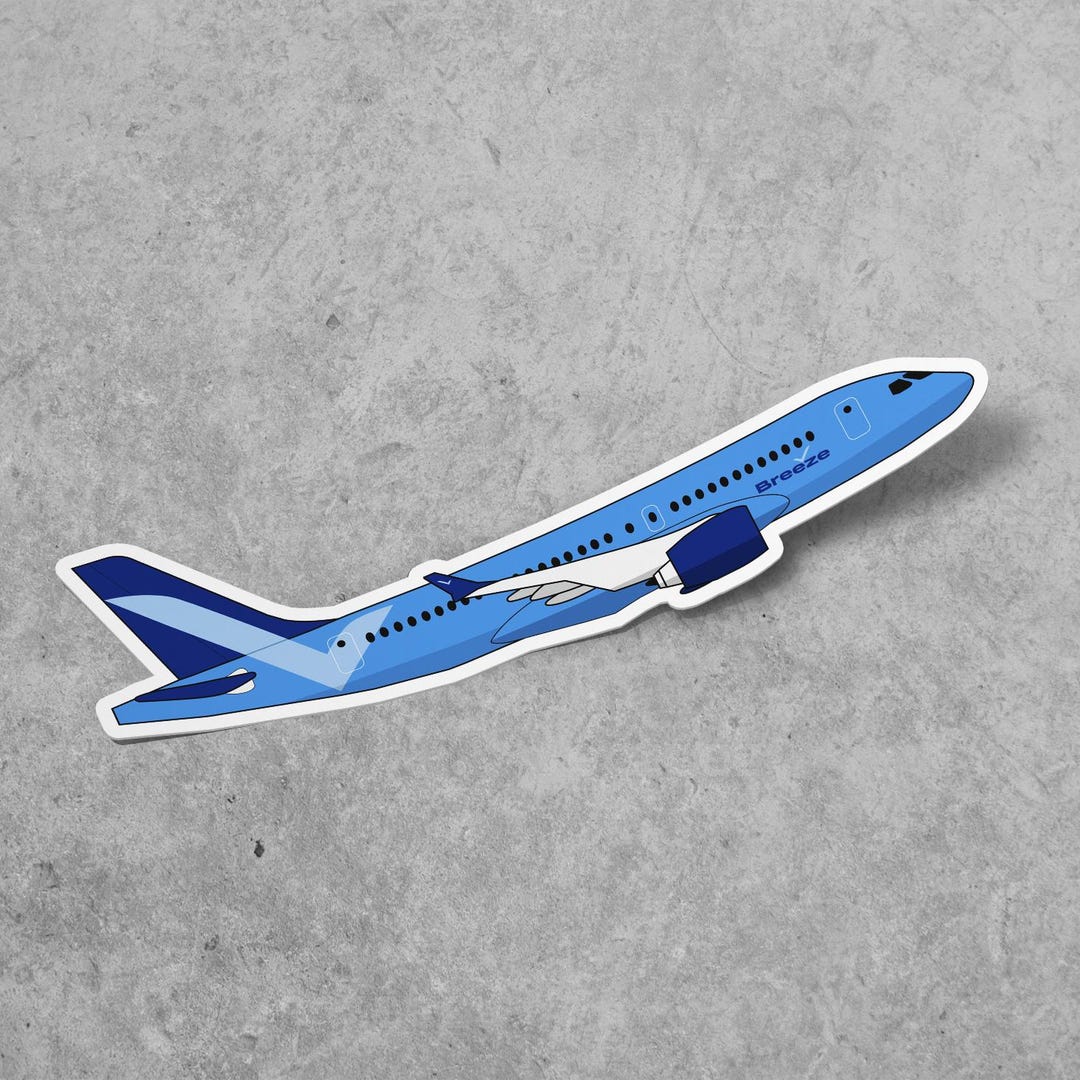 Airbus A220 Sticker, Breeze Airways Sticker, Plane Decal Minimalistic ...
