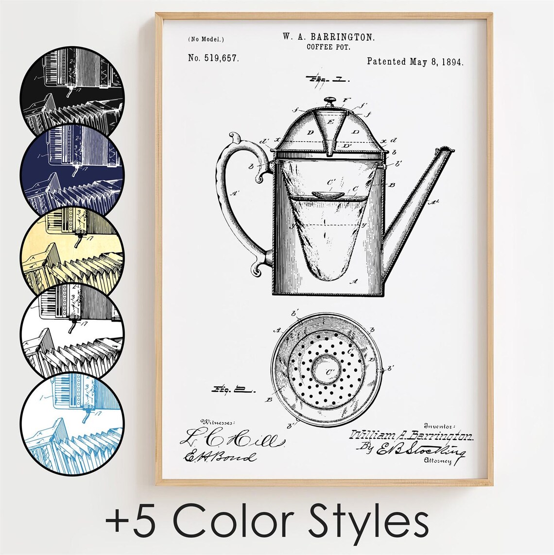 Coffee Pot Blueprint Poster, Coffee Pot Patent Wall Art Minimalistic ...