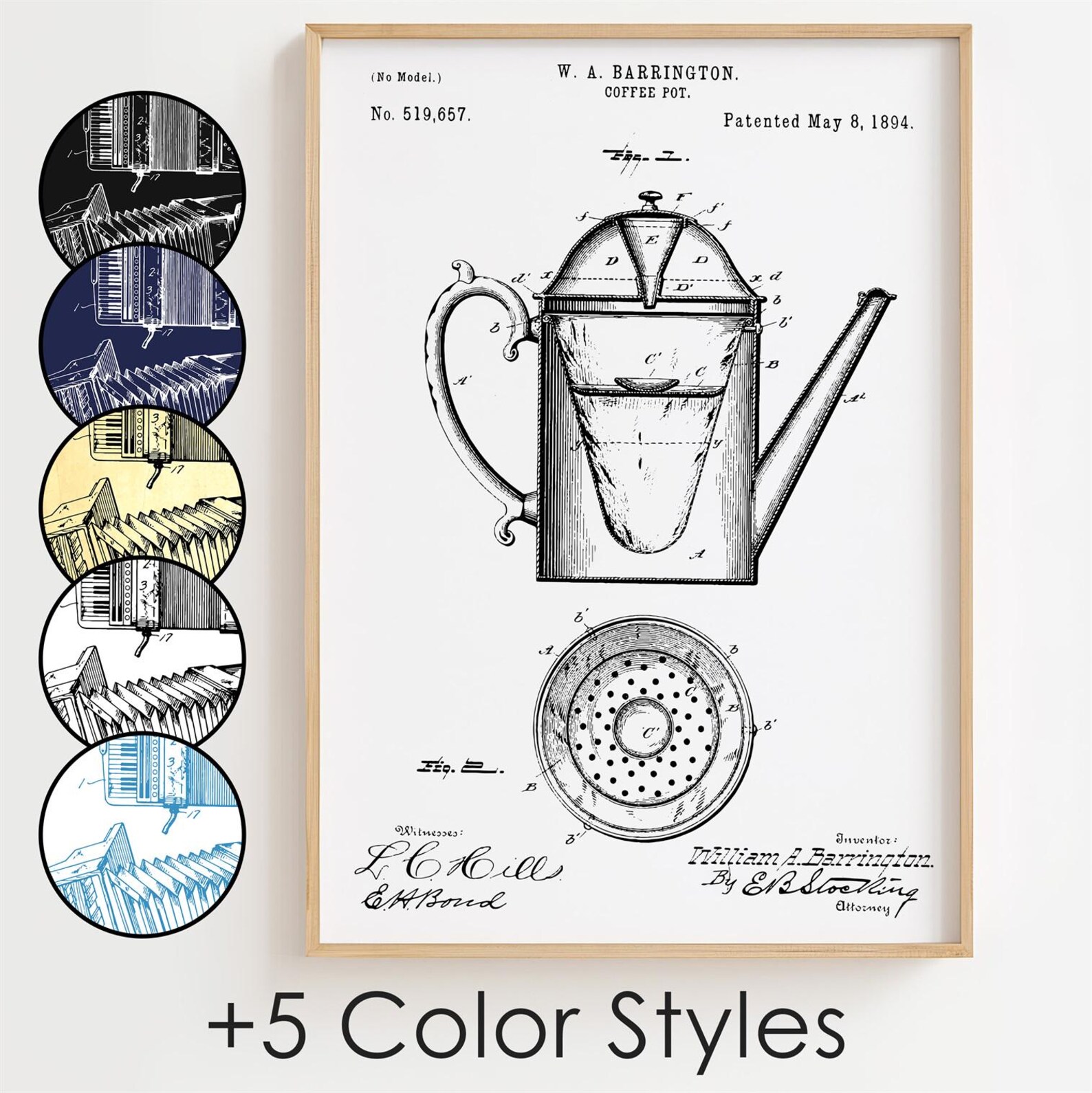 Coffee Pot Blueprint Poster, Coffee Pot Patent Wall Art Minimalistic ...