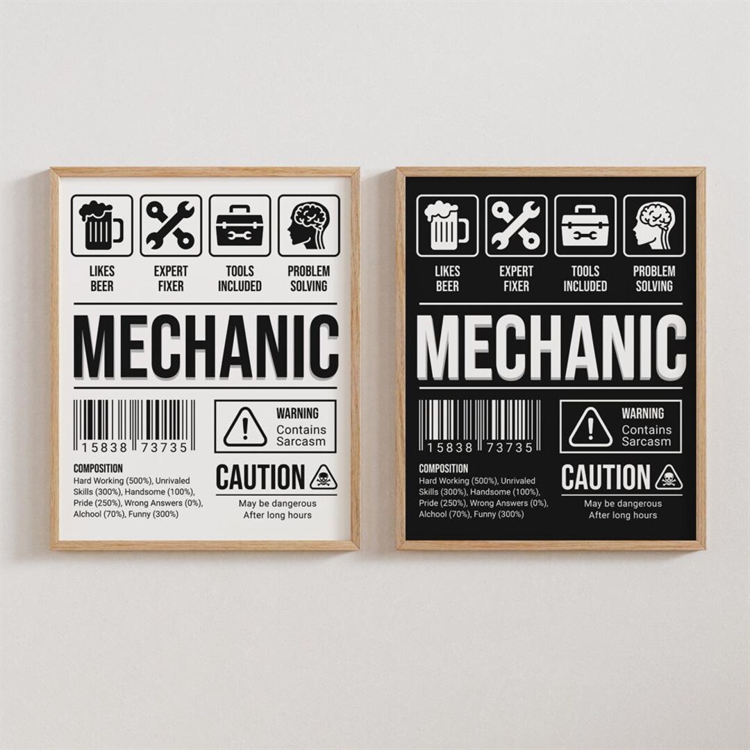 Mechanic Poster, Mechanic Print, Job Wall Art Minimalistic, Gift Decor ...