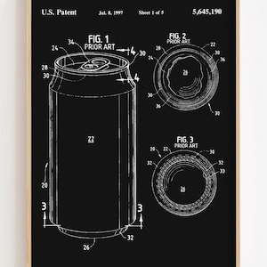 Soda Can Blueprint Poster, Soda Can Patent Wall Art Minimalistic, Gift ...