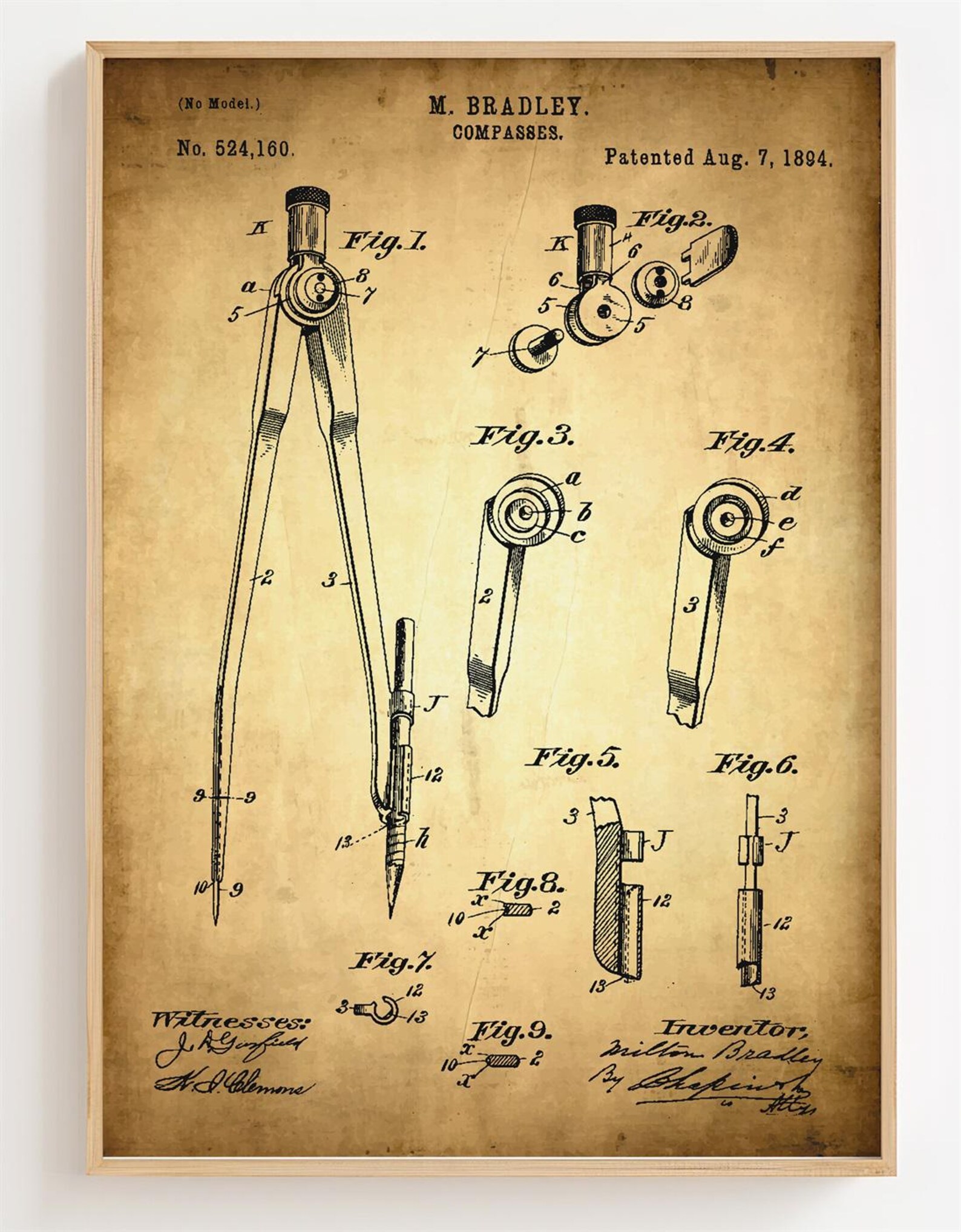 Compass Blueprint Poster, Compass Patent Wall Art Minimalistic, Gift ...