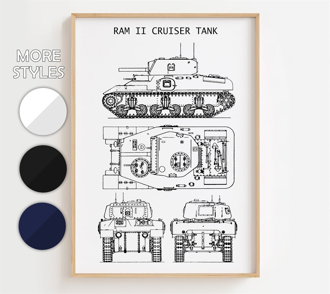 RAM II Cruiser Tank Blueprint Poster, Patent Wall Art Minimalistic ...