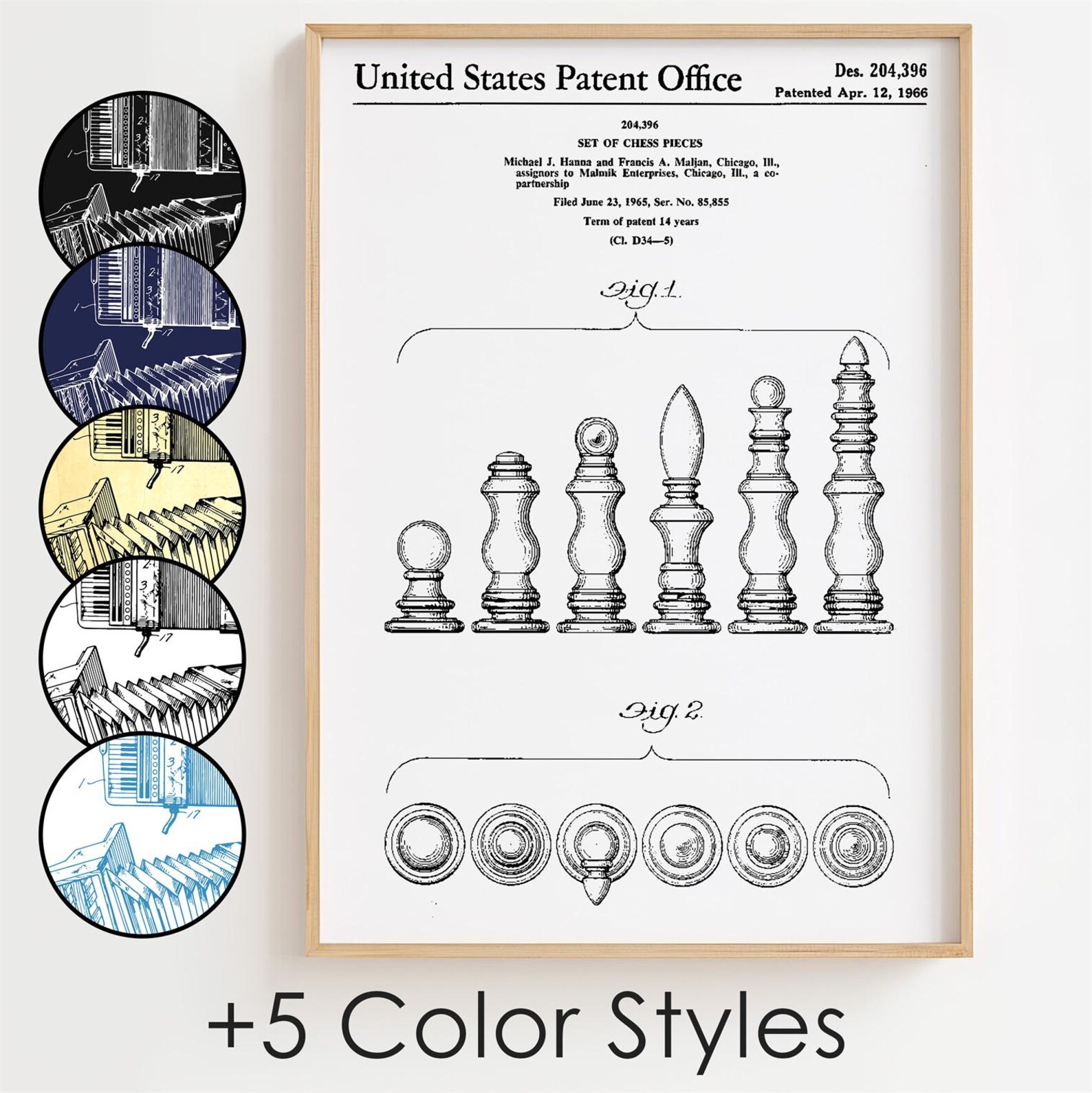 Chess Pieces Blueprint Poster, Chess Pieces Patent Wall Art ...