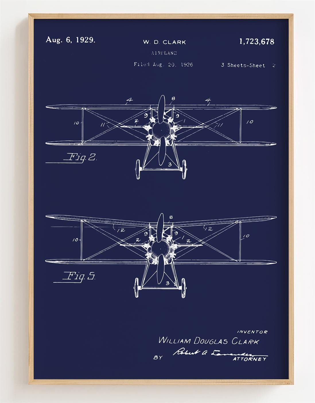 Airplane Blueprint Poster, Airplane Patent Wall Art Minimalistic, Gift ...