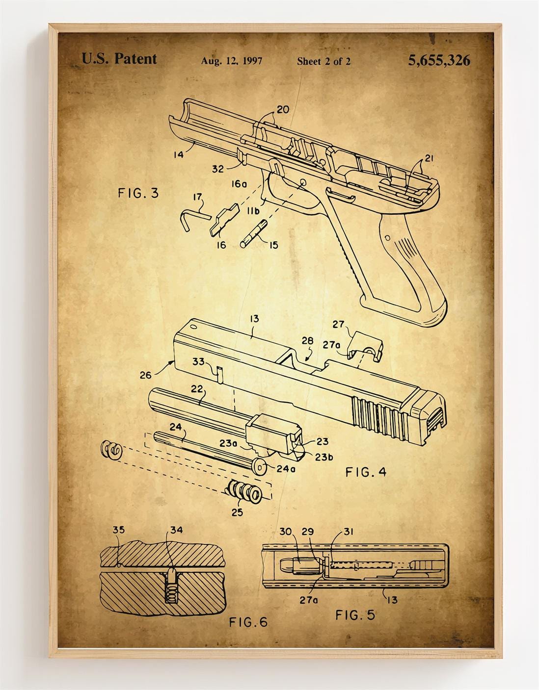Glock Blueprint Poster, Glock Patent Wall Art Minimalistic, Gift Decor ...
