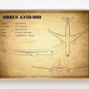 Airbus A350-900 Poster, Airbus A350-900 Print Custom Airplane [UNFRAMED ...