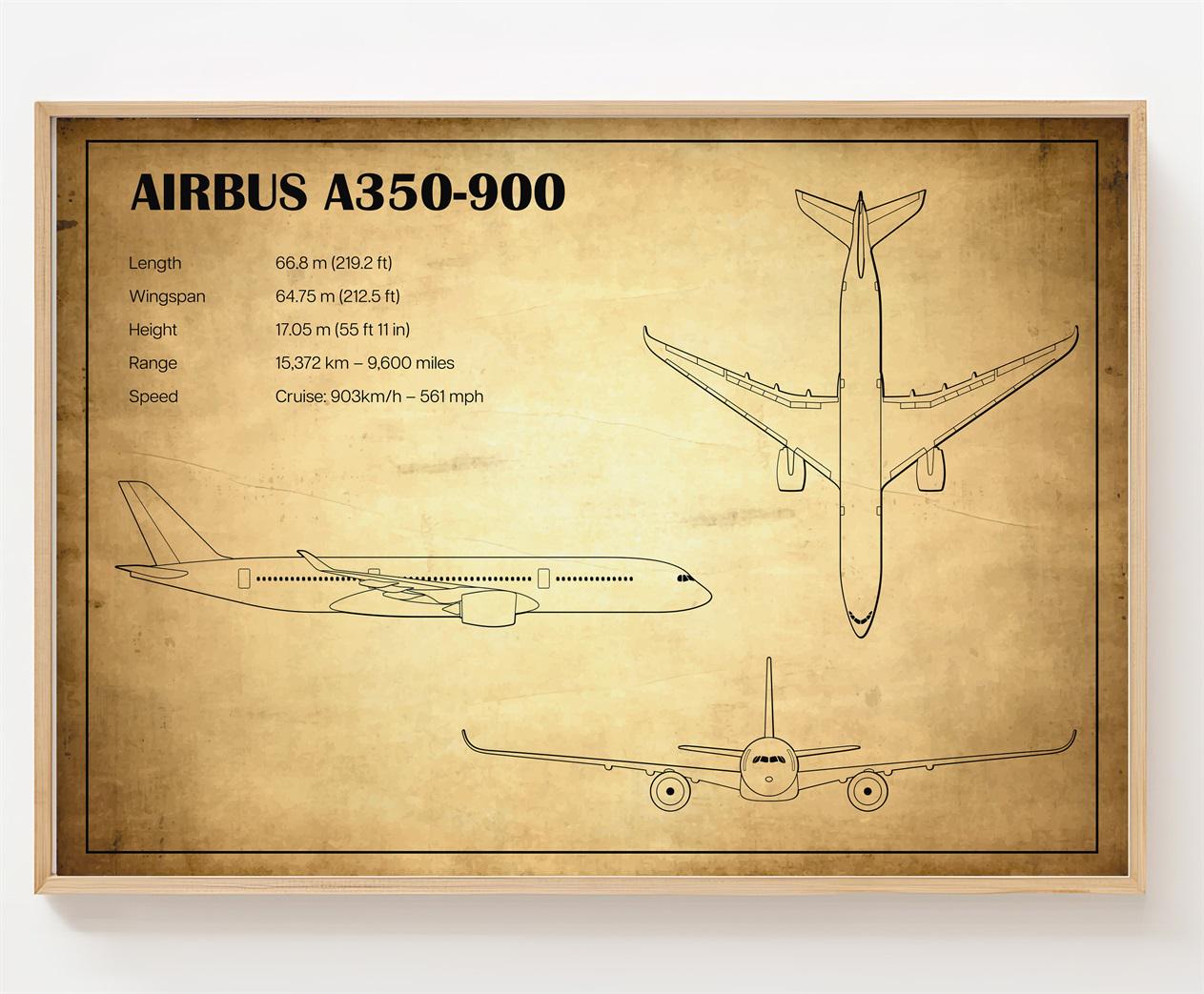 Airbus A350-900 Poster, Airbus A350-900 Print Custom Airplane [UNFRAMED ...