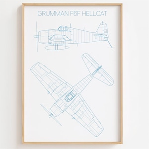 Grumman F6F Hellcat Blueprint Poster, Grumman F6F Hellcat Patent Wall ...