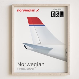 Norwegian Poster, Norwegian Print Tailplane Minimalistic [UNFRAMED] - Etsy