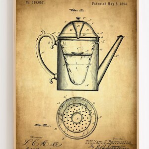 Coffee Pot Blueprint Poster, Coffee Pot Patent Wall Art Minimalistic ...