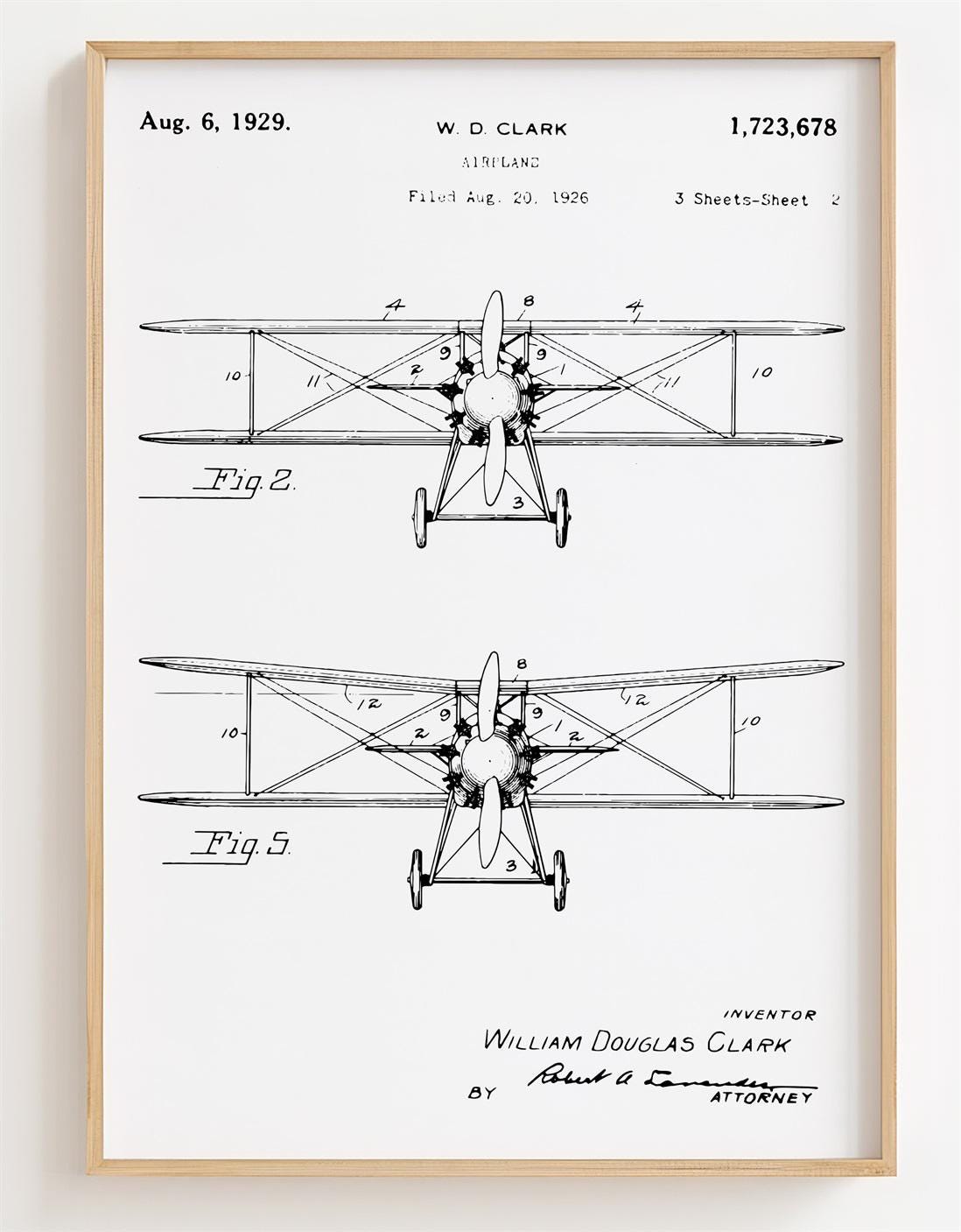 Airplane Blueprint Poster, Airplane Patent Wall Art Minimalistic, Gift ...