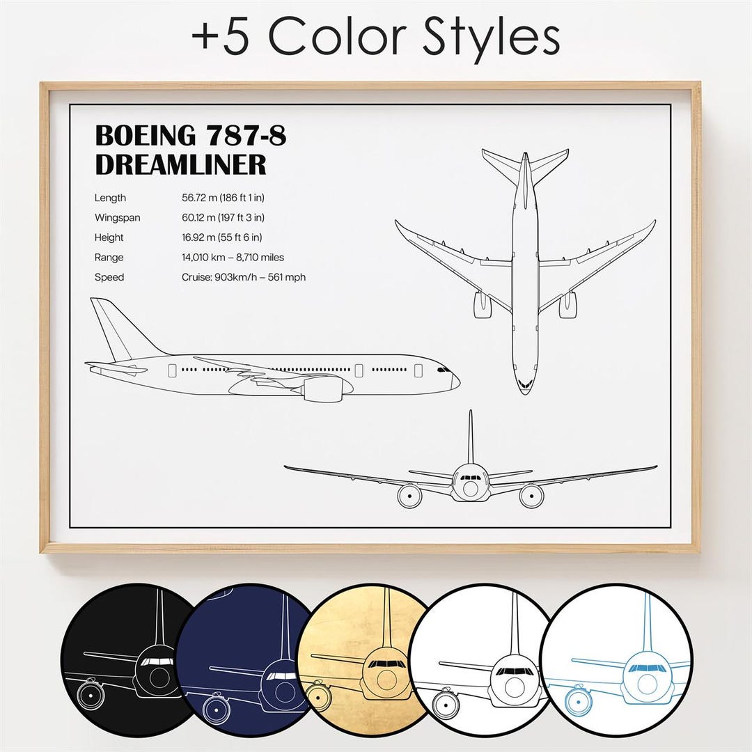 Boeing 787-8 Poster, Boeing 787-8 Print Custom Airplane [UNFRAMED] - Etsy