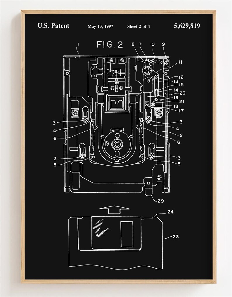 Floppy Disk Blueprint Poster, Floppy Disk Patent Wall Art Minimalistic ...
