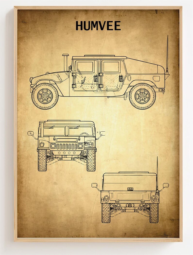 Humvee Blueprint Poster, Humvee Patent Wall Art Minimalistic, Gift ...
