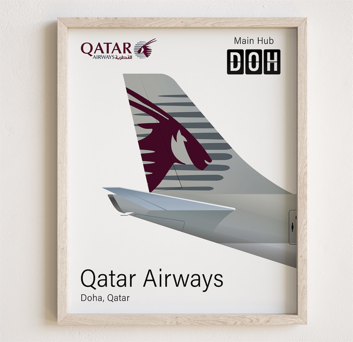 Qatar Airways Poster, Qatar Airways Print Tailplane Minimalistic ...