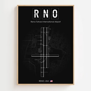 Reno-tahoe Airport Poster, USA Airport Print Minimalistic, Gift Decor ...