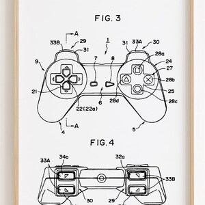 Game Controller Blueprint Poster, Game Controller Patent Wall Art ...
