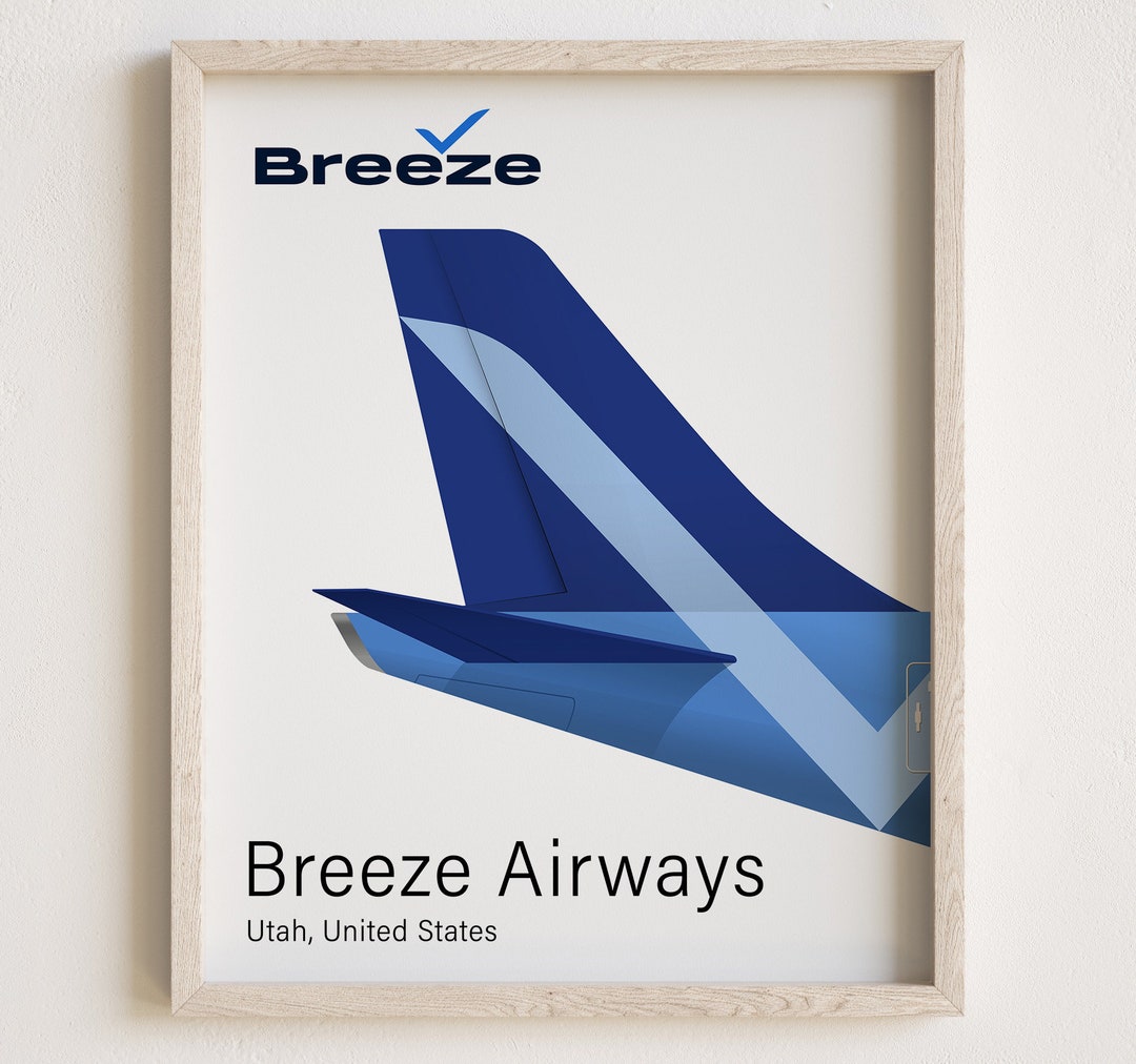 Breeze Airways Poster, Breeze Airways Print Tailplane Minimalistic ...