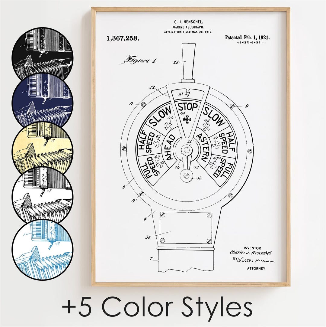 Marine Telegraph Blueprint Poster, Marine Telegraph Patent Wall Art ...