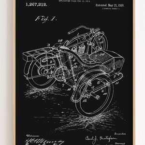 Sidecar Blueprint Poster, Sidecar Patent Wall Art Minimalistic, Gift ...