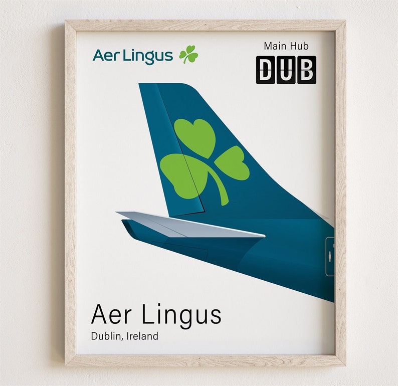Aer Lingus Poster, Aer Lingus Print Tailplane Minimalistic [UNFRAMED ...
