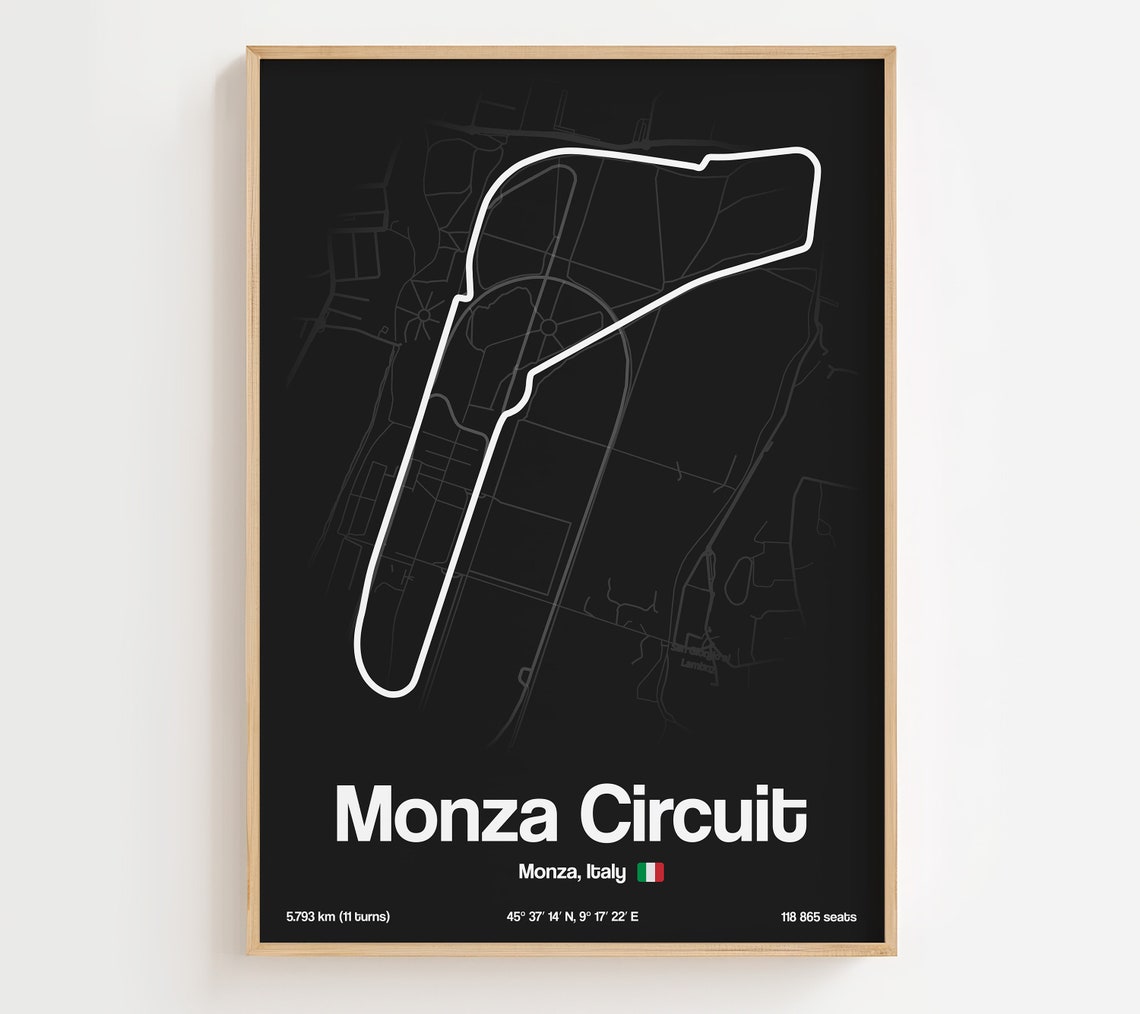 Monza Circuit Poster, Monza Italy Racing Circuit Print Minimalistic ...