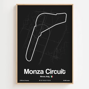 Monza Circuit Poster, Monza Italy Racing Circuit Print Minimalistic ...
