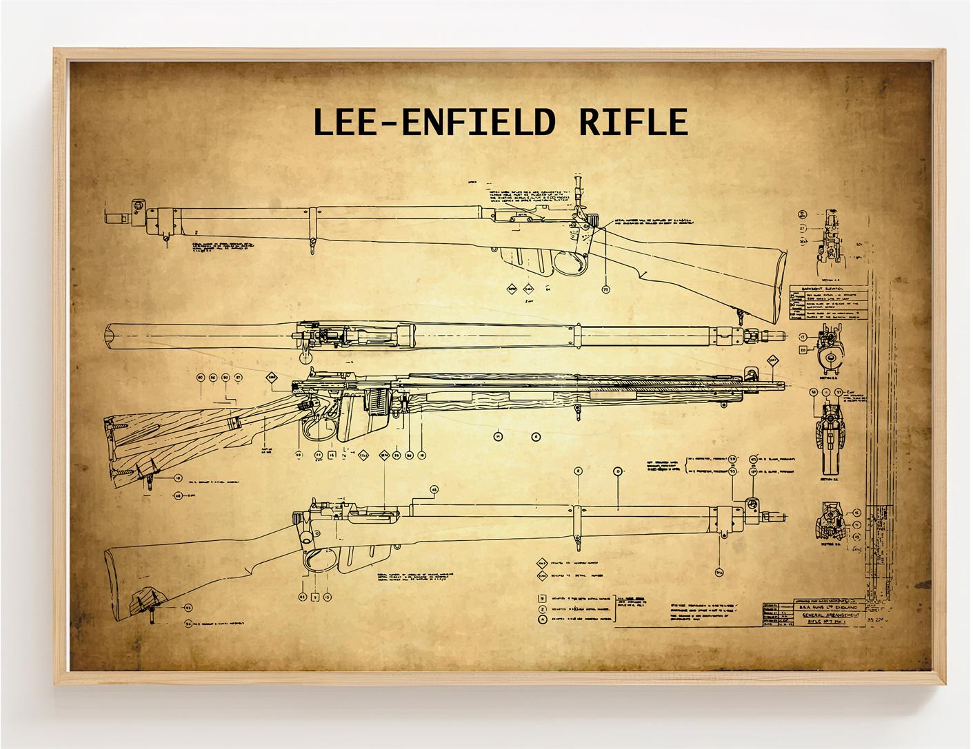 Lee-enfield Rifle Blueprint Poster, Lee-enfield Rifle Patent Wall Art ...