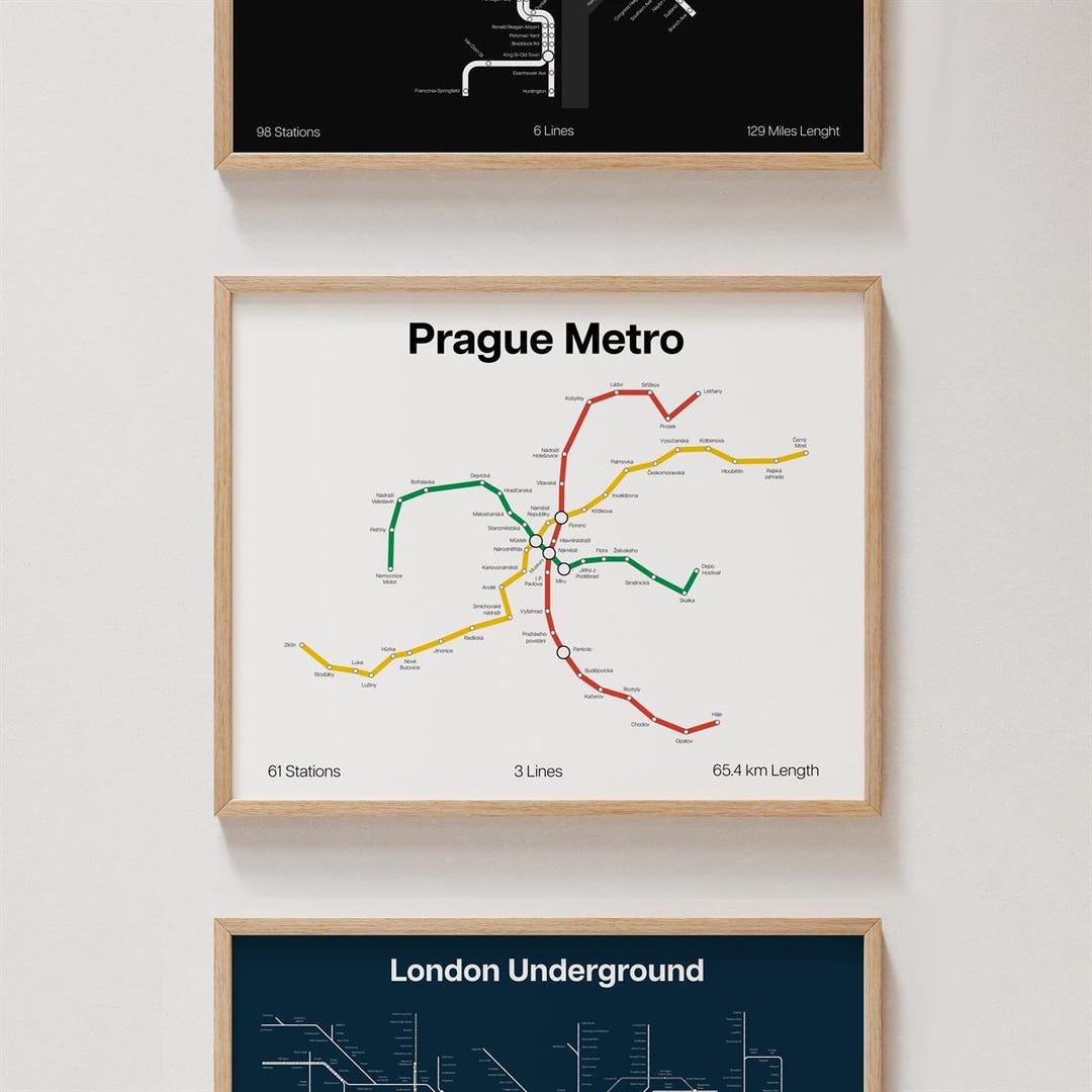 Prague Metro Poster, Czech Republic Subway Print Minimalistic, Wall Art ...