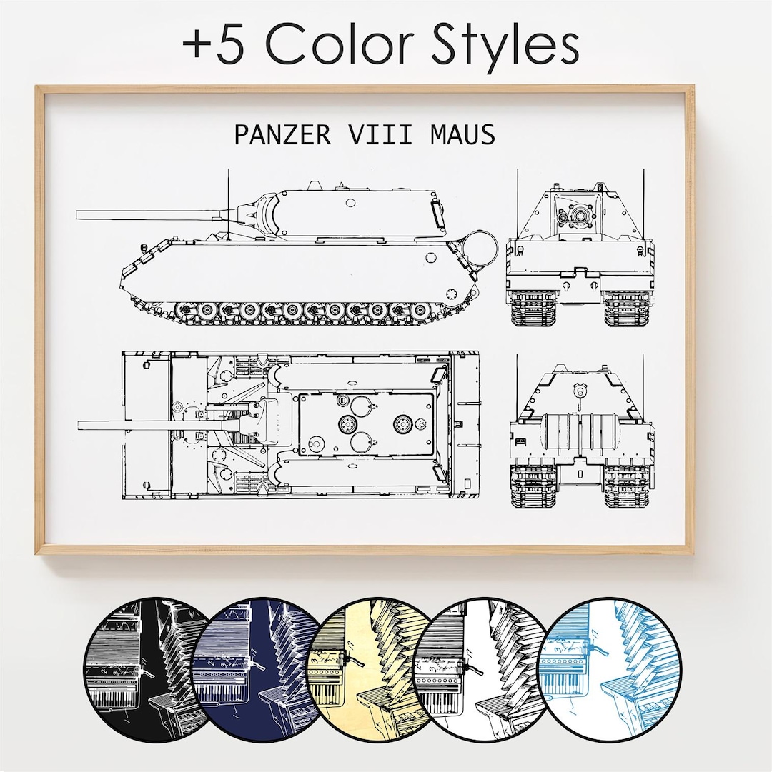 Panzer VIII Maus Blueprint Poster, Panzer VIII Maus Patent Wall Art ...