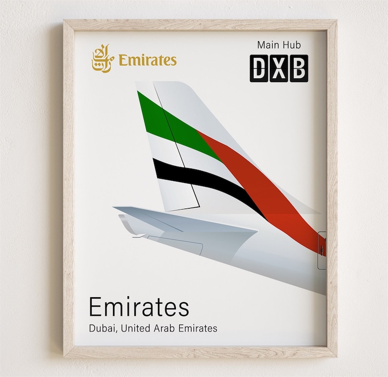 Emirates Poster, Emirates Print Tailplane Minimalistic [UNFRAMED] - Etsy