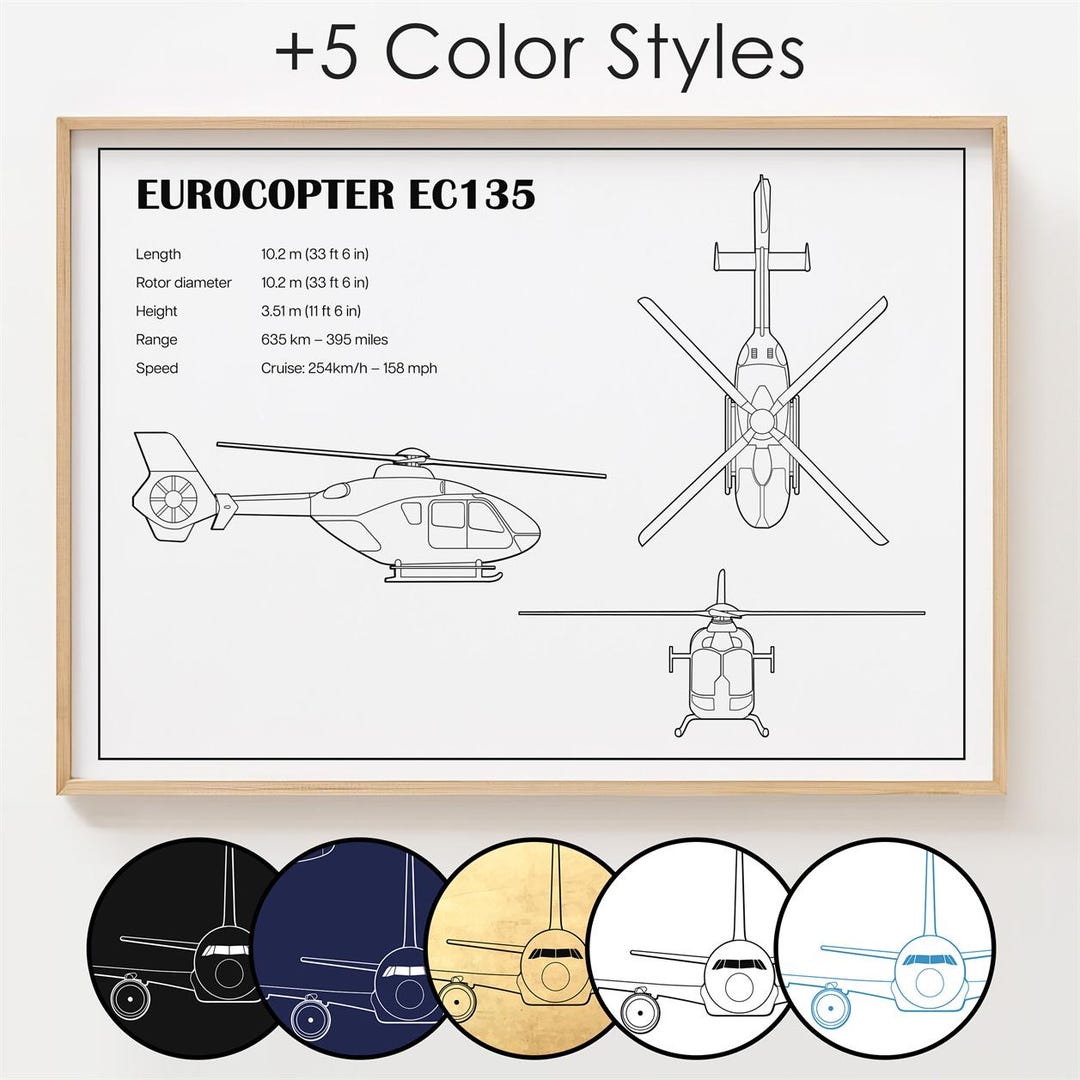 Eurocopter EC135 Poster, Eurocopter EC135 Print Custom Helicopter ...