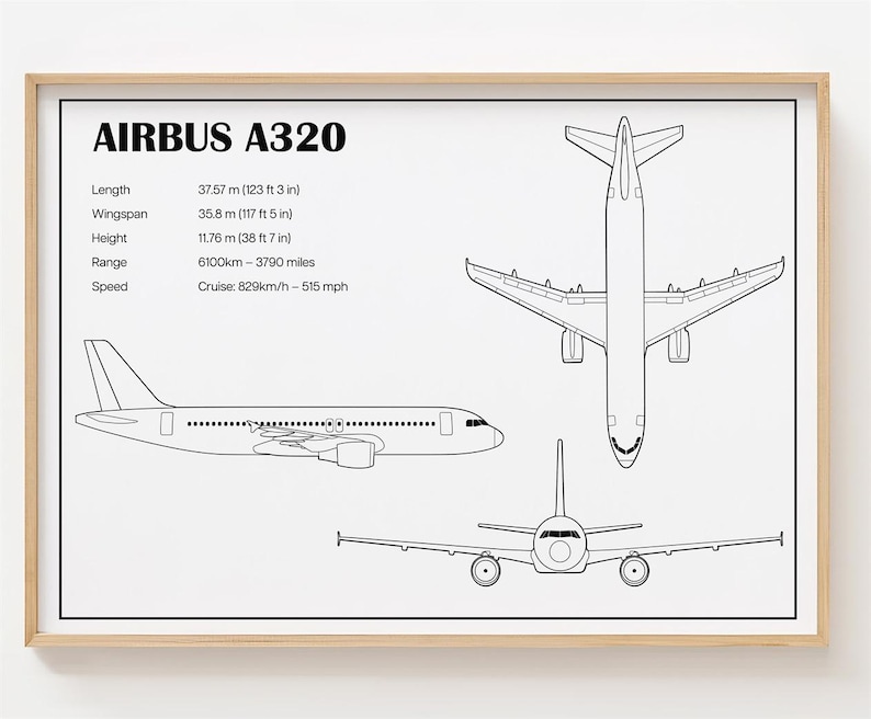 Airbus A320 Poster, Airbus A320 Print Custom Airplane [UNFRAMED] - Etsy