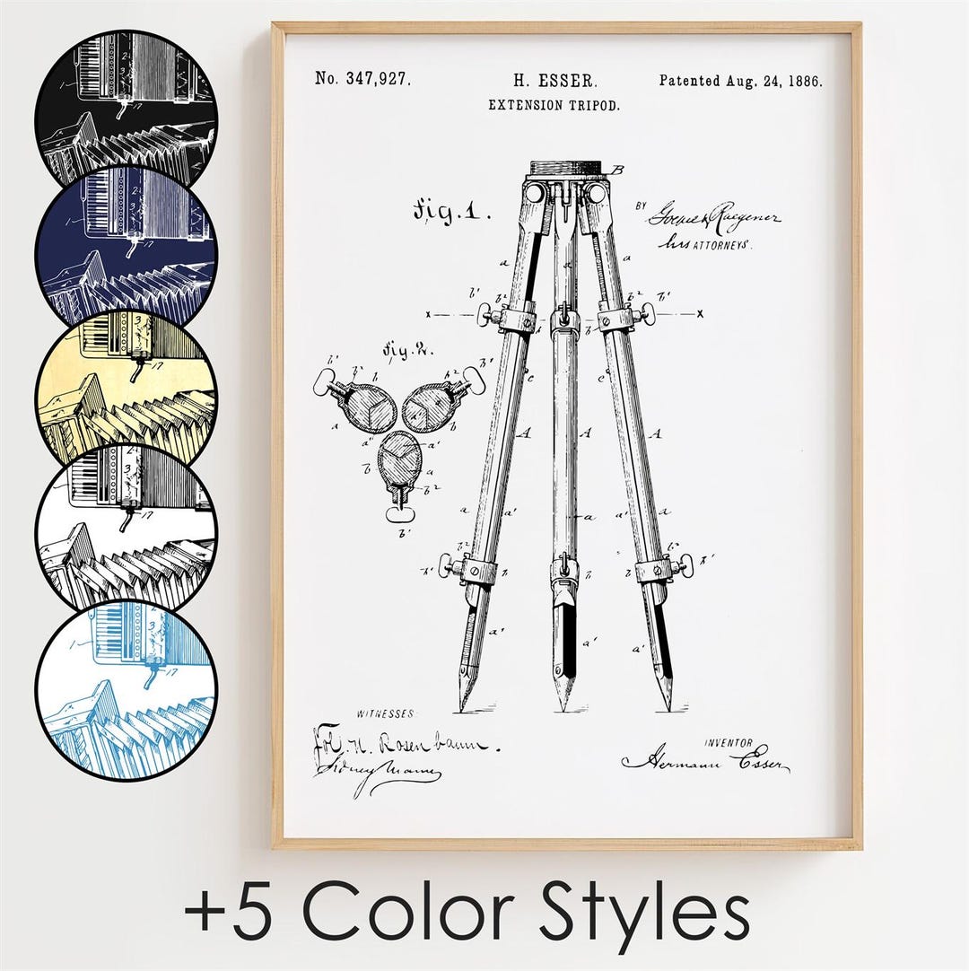 Tripod Blueprint Poster, Tripod Patent Wall Art Minimalistic, Gift ...