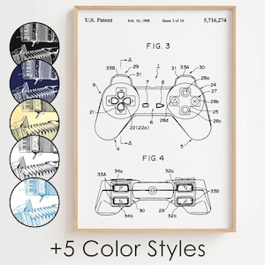 Game Controller Blueprint Poster, Game Controller Patent Wall Art ...