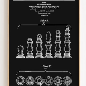 Chess Pieces Blueprint Poster, Chess Pieces Patent Wall Art ...