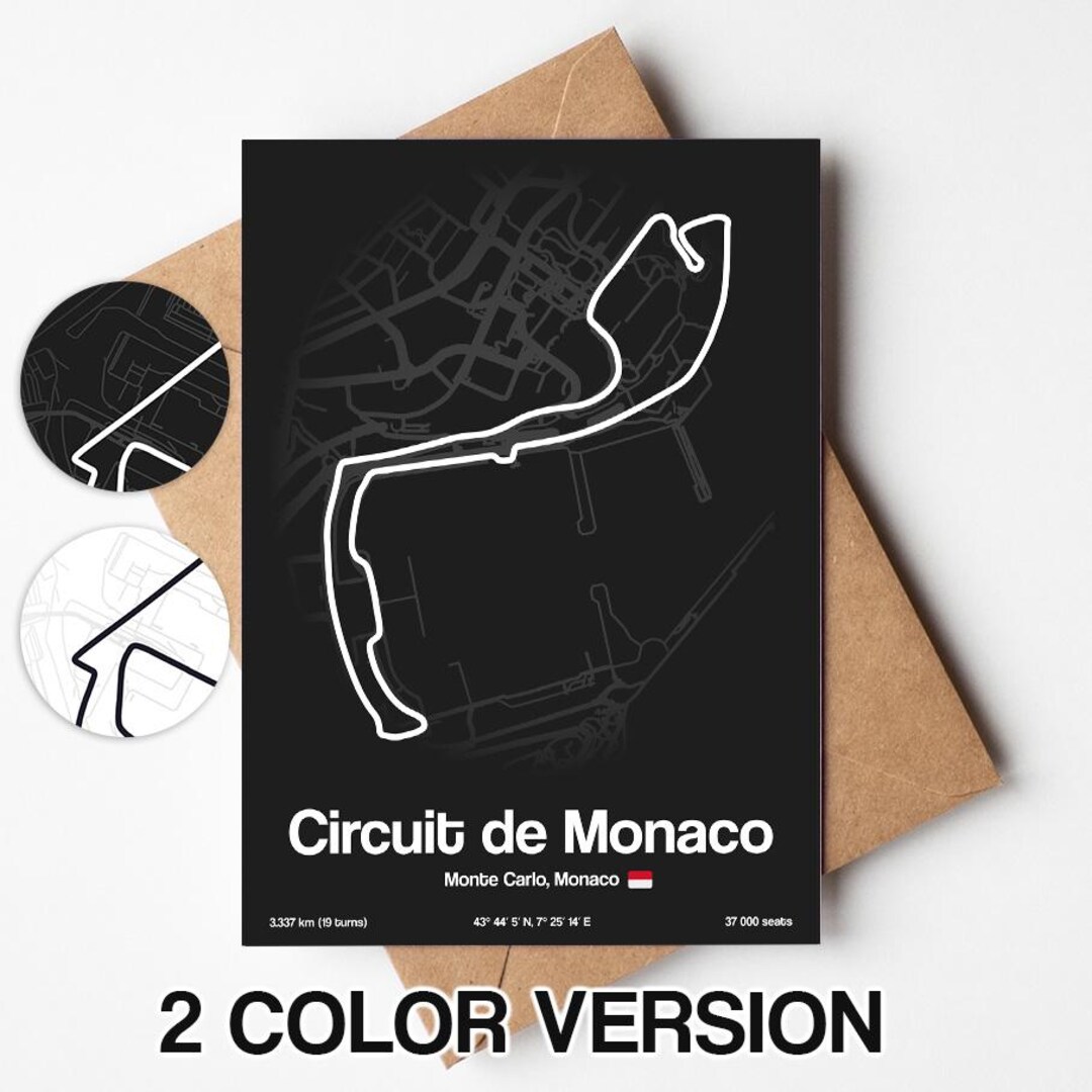 Circuit De Monaco Greeting Card, Monaco Circuit Postcard Minimalistic ...