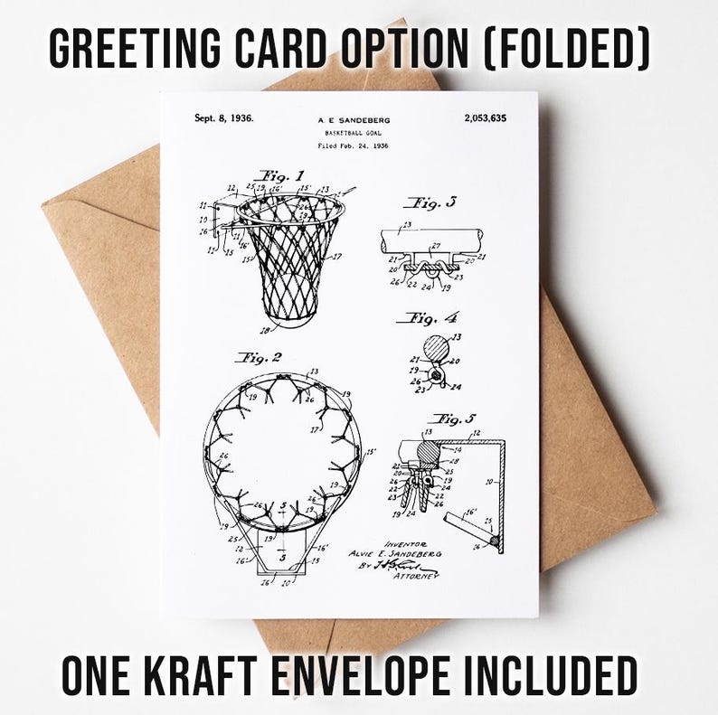 Basketball Hoop Blueprint Poster, Basketball Hoop Patent Wall Art ...