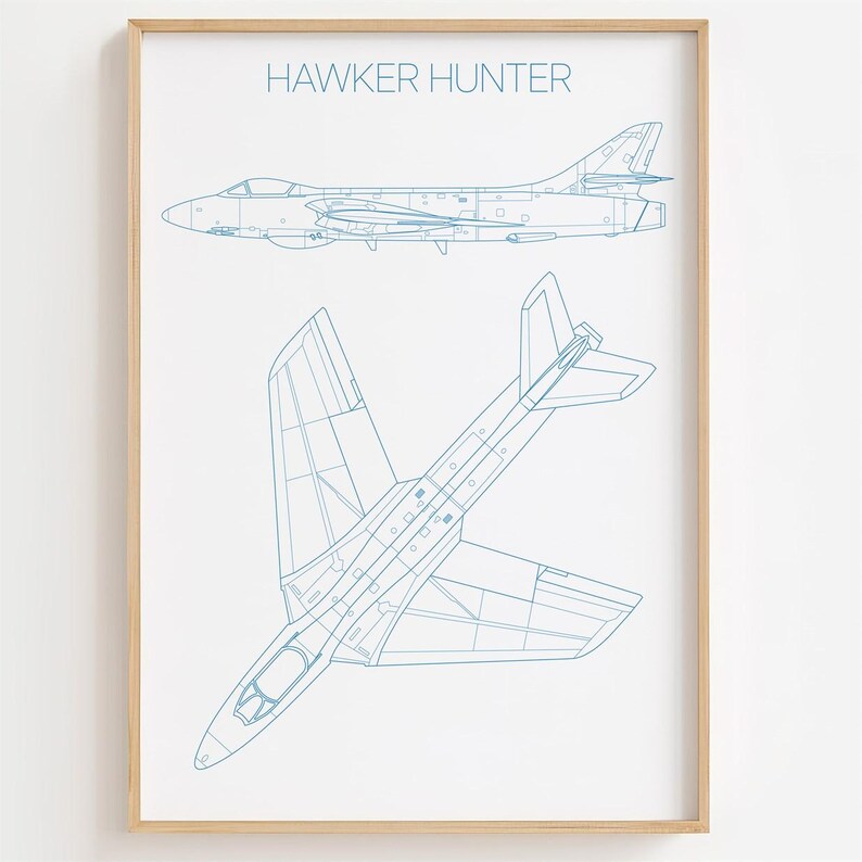 Hawker Hunter Blueprint Poster, Hawker Hunter Patent Wall Art ...