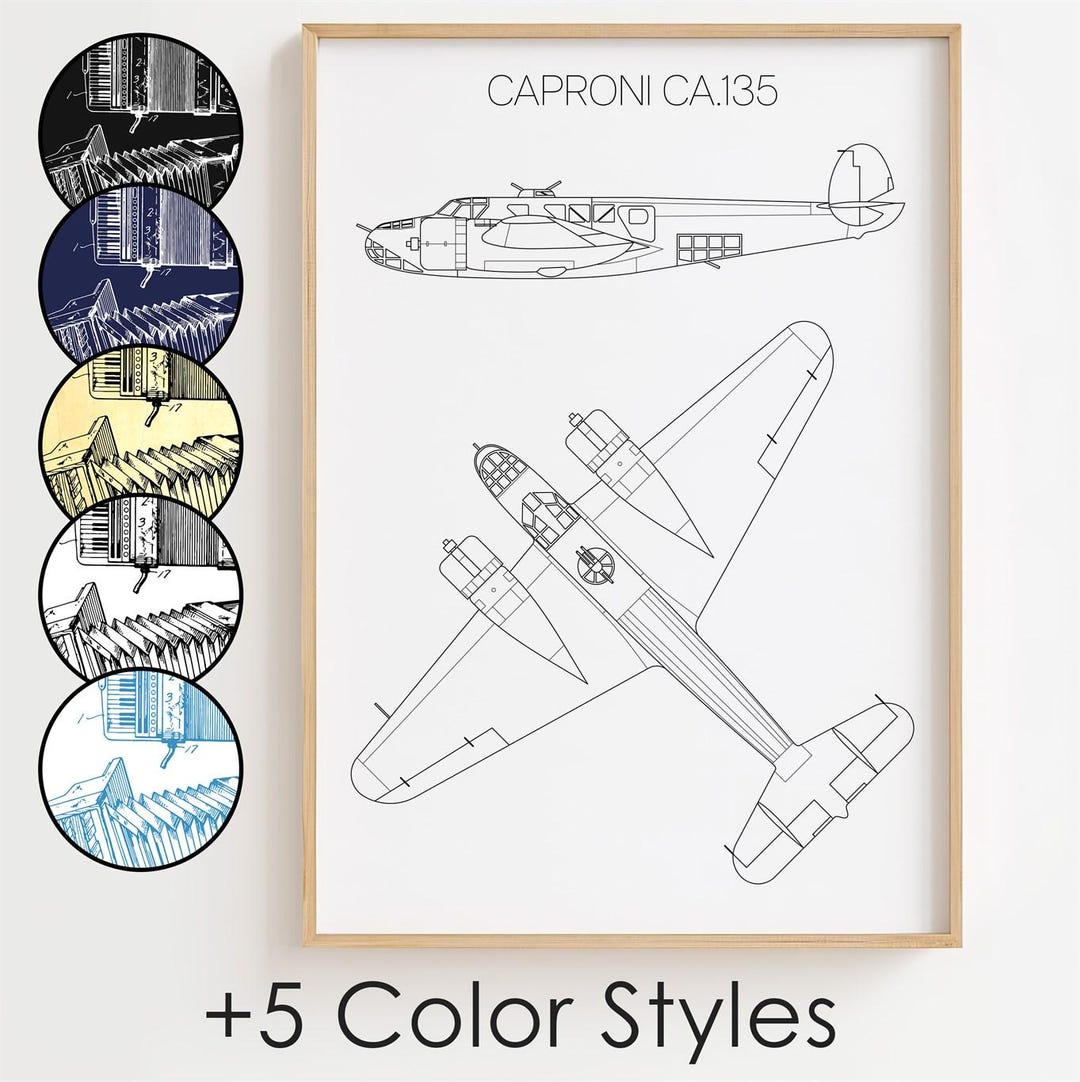 Caproni Ca.135 Blueprint Poster, Caproni Ca.135 Patent Wall Art ...