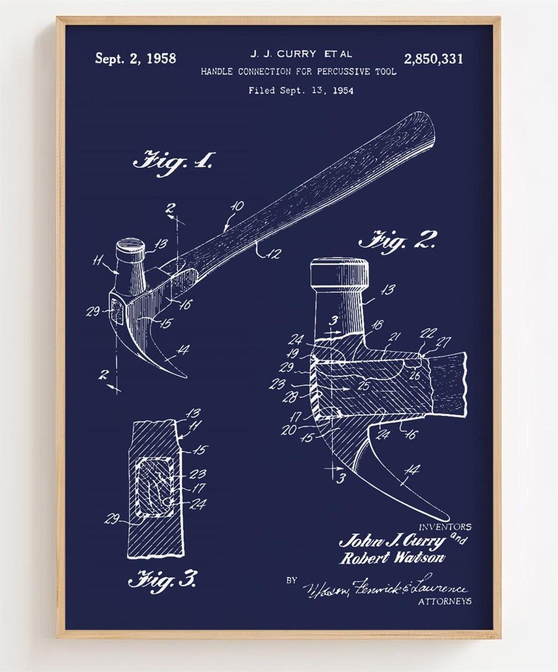 Hammer Blueprint Poster, Hammer Patent Wall Art Minimalistic, Gift ...