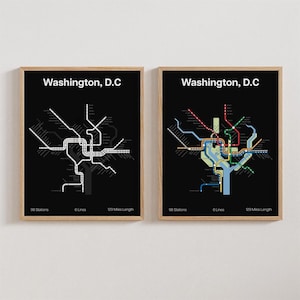 Washington DC Metro Poster, USA Subway Print Minimalistic, Wall Art ...
