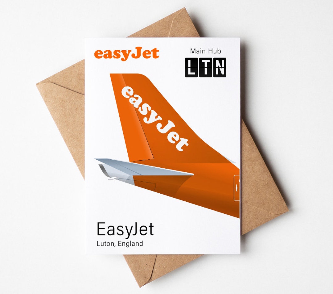 Easyjet Greeting Card, Easyjet Postcard Minimalistic 5x7in (12.7x17 ...