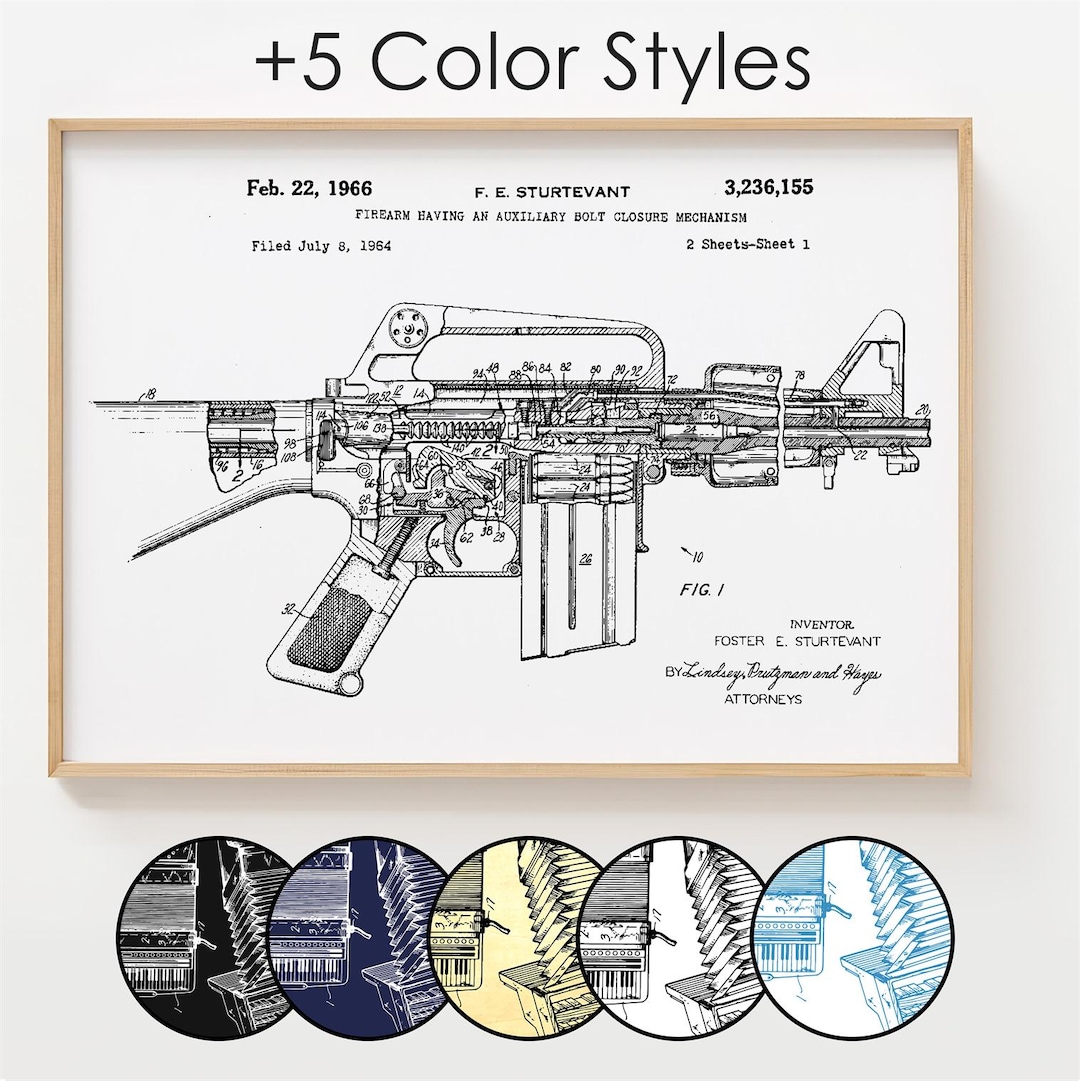M16 Blueprint Poster, M16 Patent Wall Art Minimalistic, Gift Decor ...