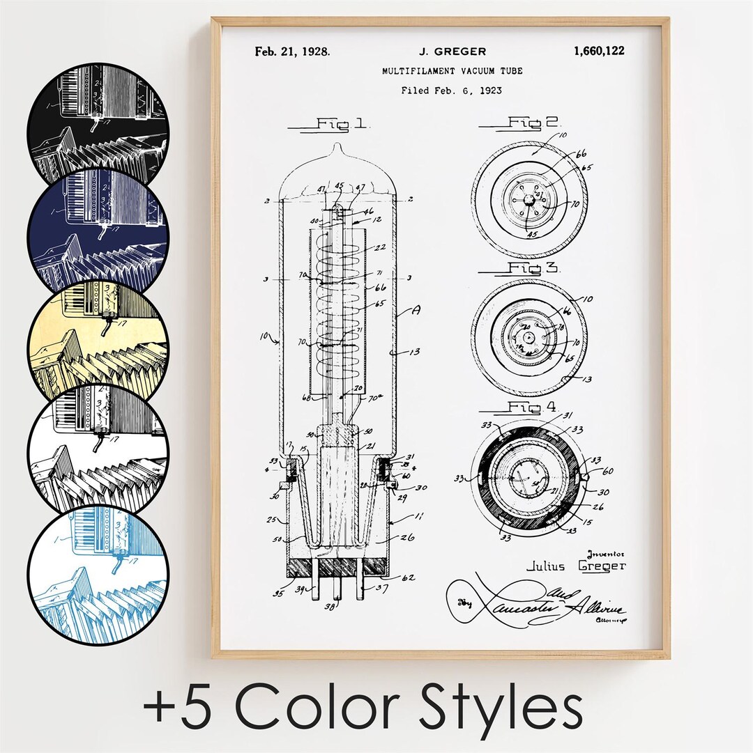 Multifilament Vacuum Tube Blueprint Poster, Multifilament Vacuum Tube ...